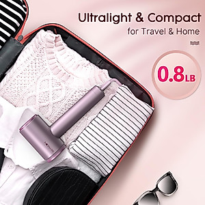 SKYMOON Ionic Hair Dryer, Lightweight Ionic Blow Dryer with 110,000 RPM High Speed Motor for Fast Drying, 1400W Thermal-Control 4 Temps/3 Speeds Hairdryer for Home & Travel, Pink