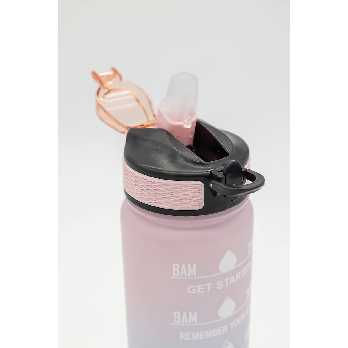 Motivational Water Bottle with Straw (100% BPA & Toxin Free) (Blue/Pink)