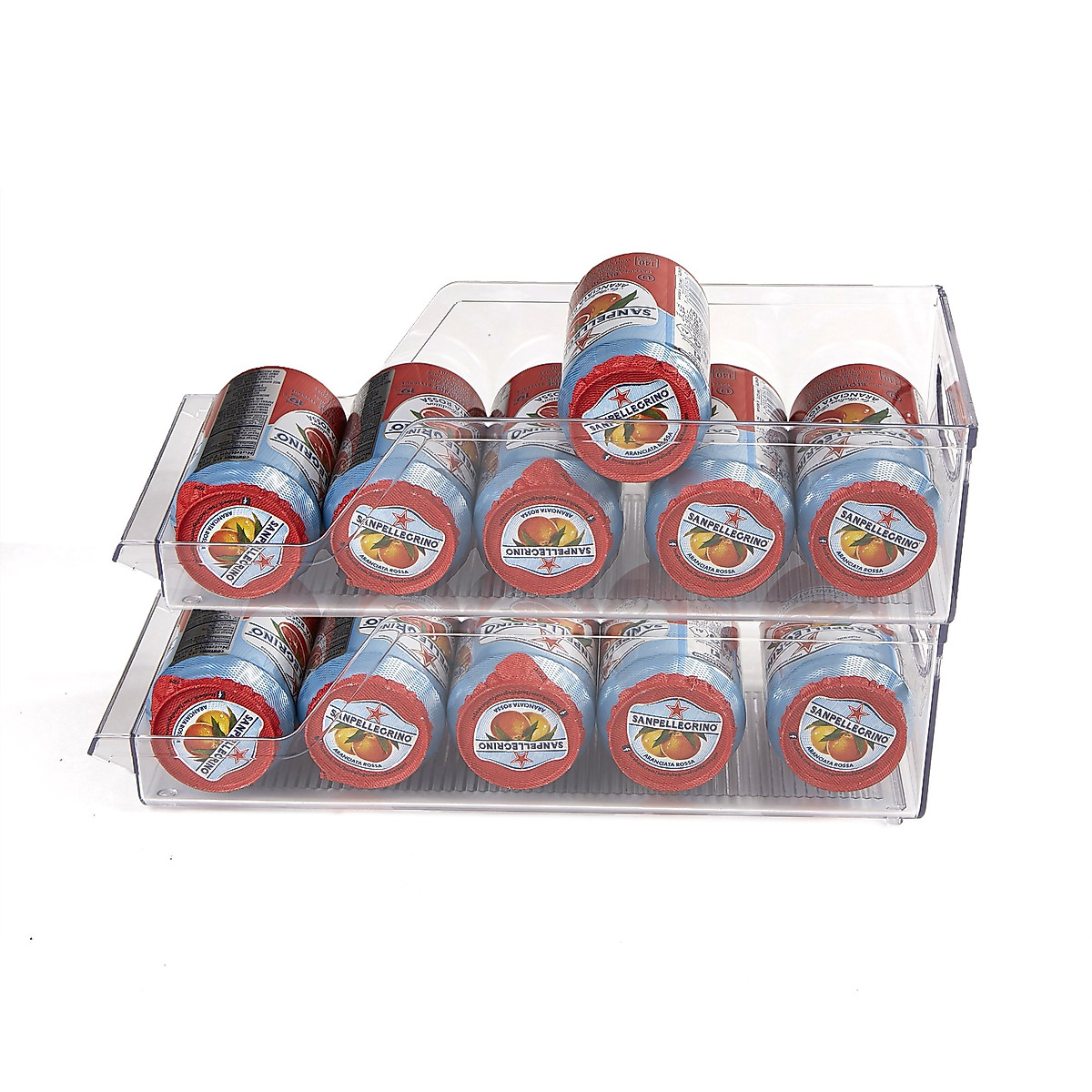 Mind Reader Pop/Soda Can Dispenser Storage Organizer Bin for Kitchen Pantry, Countertops, Cabinets, Refrigerator 2 Pack , Clear