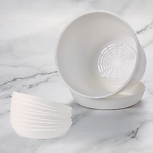 TDHDIKE 25 Pcs Plastic Planters Indoor Flower Plant Pots, Mini Flower Seedlings Nursery Pot with Pallet, Modern Decorative Gardening Containers (White, 25)