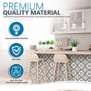 Black & white collection Peel and Stick Tile Stickers 24 PC Set backsplash Tile Decals Bathroom & Kitchen Vinyl Wall Decals Easy to Apply Just Peel & Stick Home Decor (Black & white B5, 8x8 Inch)