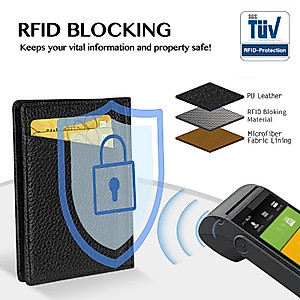 Unaone Slim Minimalist Wallet - Premium Leather RFID Blocking Front Pocket Wallets with 8 Card Slots and 2 ID Window, Black