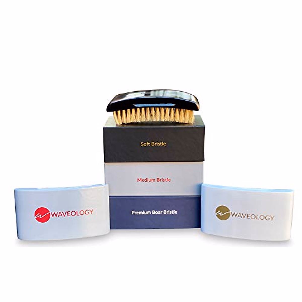 360 Waves Brush- Gray Rectangular Curved - (Medium Bristles) - Waveology Grooming Co.