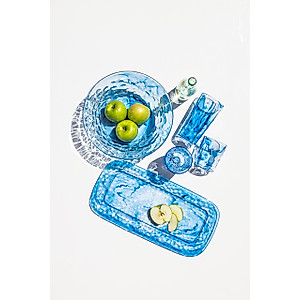 TarHong Aegean Swirl Premium Acrylic Drinkware Goblet/Wine Glass, 14 Ounce, Blue Swirl, Set of 6