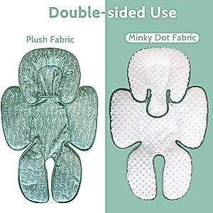 HNHUAMING Baby Car Seat Strap Covers Shoulder Pads for Baby Kid, Green Baby Car Seat Head and Body Support,2-in-1 Reversible CarSeat Insert,Soft Cushion for Stroller, Swing, Bouncer,Green Sage
