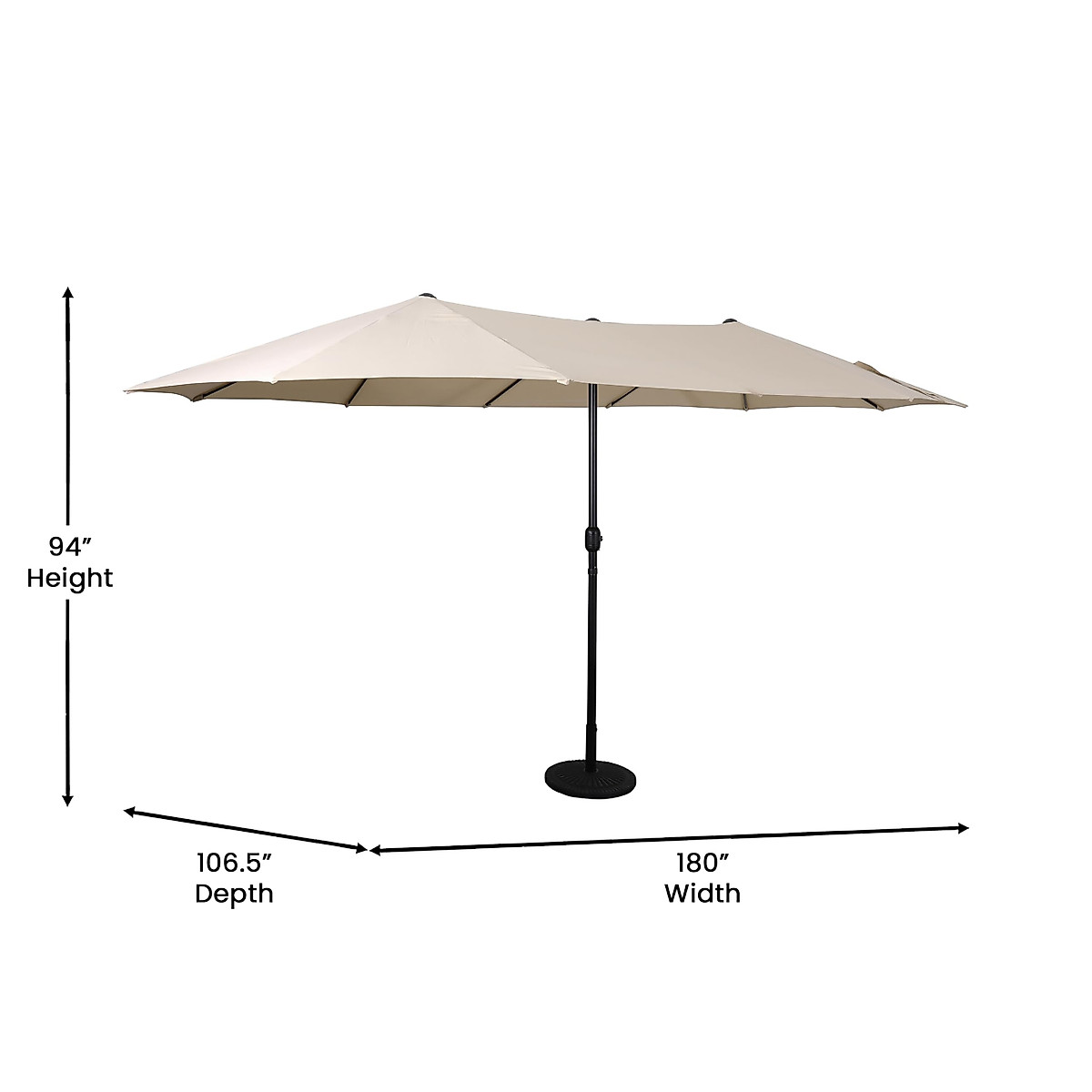 Flash Furniture Elizabeth Triple Head Patio Umbrella, Commercial Grade Umbrella with Easy Lift Crank Function, Water and Weather Resistant, 15 FT, Tan
