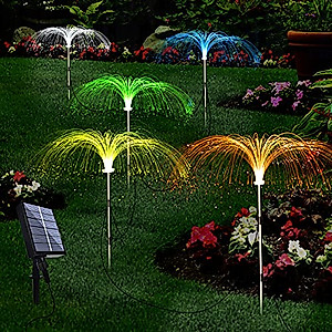 Upgraded Solar Garden Lights Outdoor 5 Pack, 7 Color Changing Solar Flowers Garden Lights, Christmas Waterproof Outdoor Decorative Solar Jellyfish Light for Yard Patio Garden Pathway Holiday