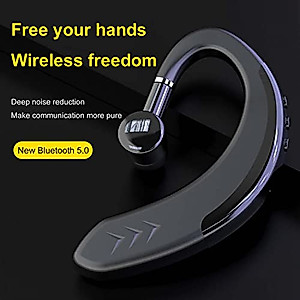 Bluetooth Single Ear Headphones Wireless Stereo Sound Noise Cancelling Earbuds with Microphone Ear Hook Headset for Driving Business Office Sports