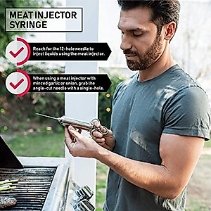 Grillman Heavy Duty Metal Stainless Steel Marinade Meat Injector Kit - Great For Grill, Smoker, and BBQ Meats | Kitchen Gadgets, Accessories, and Cooking Utensils Set