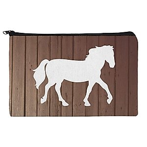 Horse Silhouette Cowboy Western Pencil Pen Organizer Zipper Pouch Case