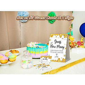 Honey Bee Shower Game,Guess How Many,Baby Shower Games,Wedding Shower Games,Baby Shower Decorations Gender Neutral,Bridal Shower Decoration,Birthday Party Game,50 guess Cards & 1 Sign -4