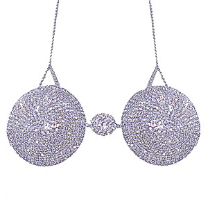 Sparkly Crystal Bra Chain Round Rhinestone BIkini Top Cover Chest Body Chain for Women Sexy Summer Beach Nightclub Part Body Jewelry