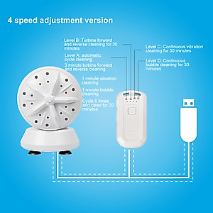 Dpofirs 5V USB Mini Washing Machine, Portable Lightweight Home Washer with Dual Turbine Ultrasonic Deep for Sinks Dorms Travel, Small Dishwashing for Hand Washing, Laundry