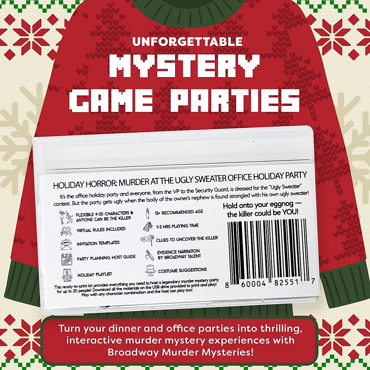 Murder at The Office Ugly Sweater Party | Holiday Murder Mystery Game | Office Party Game | Flexible 4-20+ Players | New Print-Friendly Downloadable Files