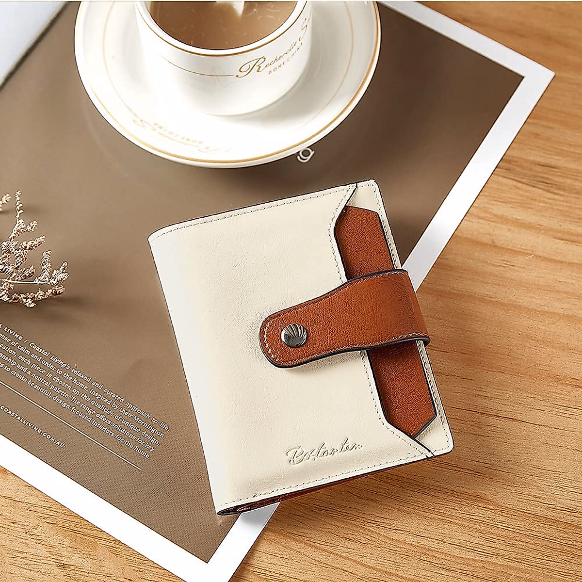 BOSTANTEN Women Handbag Genuine Leather Soft Designer Top Handle Purses Bundle with Women Leather Wallet RFID Blocking Small Bifold Wallet with ID Window