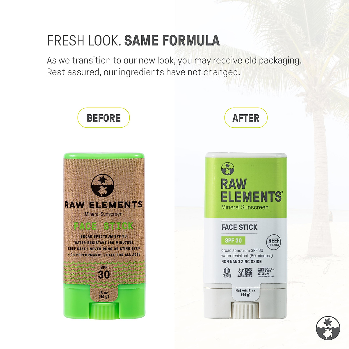 Raw Elements Face All-Natural Mineral Sunscreen Stick, Non-Nano Zinc Oxide, 95% Organic, Water-Resistant 80 Min, Reef Safe, All Ages Safe, SPF 30+, Travel Sunblock 0.5 oz