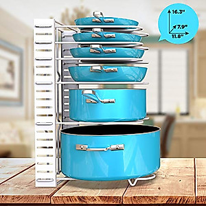 Vdomus Extensible Pot Rack Organizer with 4 DIY Methods Black & Adjustable 3 DIY Methods Pots and Pans Shelf