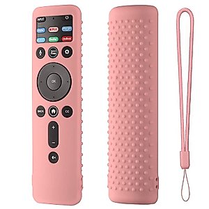 Silicone Cover for VIZIO XRT260 Smart TV Remote VIZIO XRT260 Silicone Case Cover Shockproof Anti Slip Silicone Skin Sleeve with Lanyard(Pink)