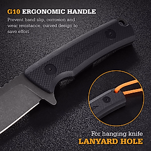 FLISSA Fixed Blade Hunting Knife, Fixed Blade Knife with Sheath