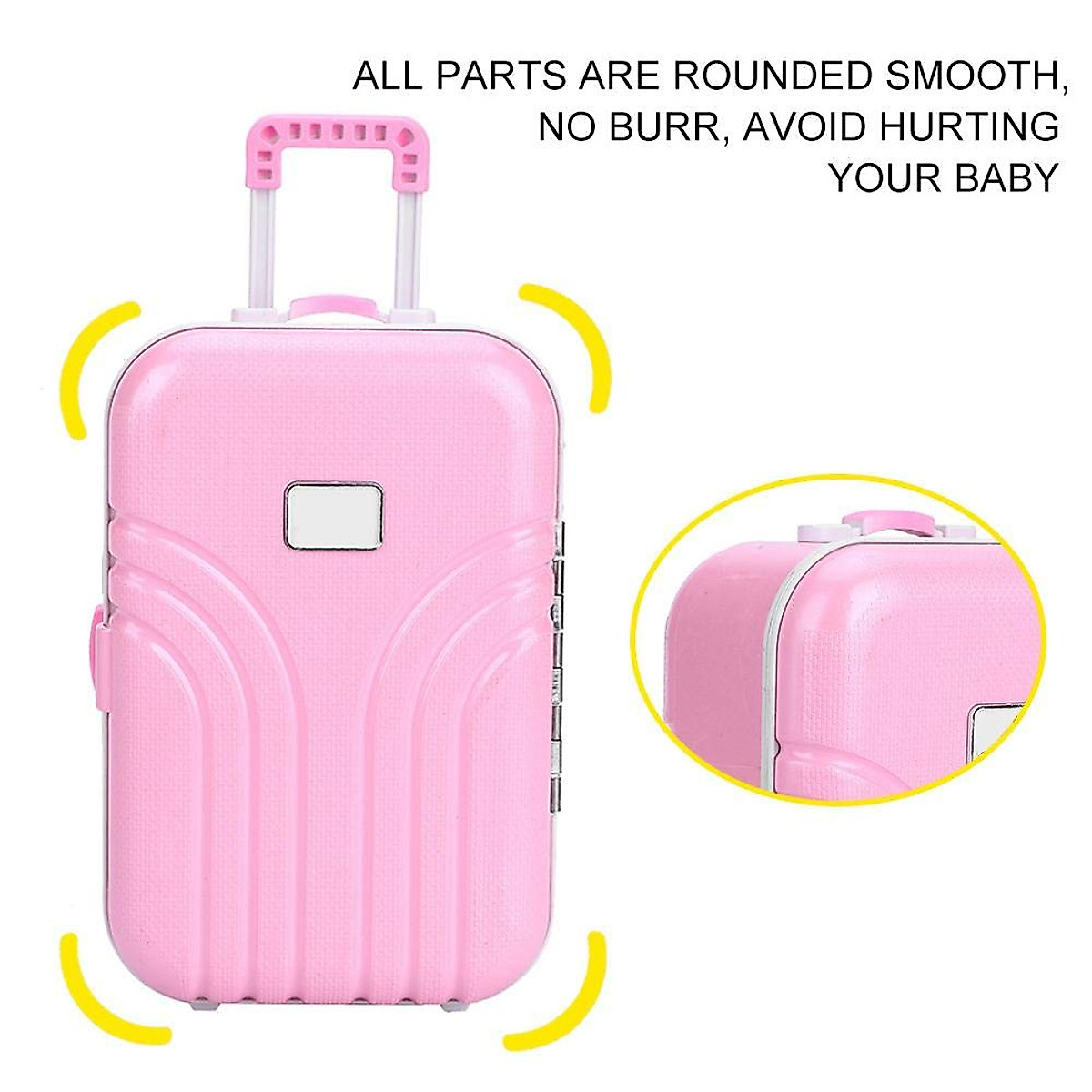Liukouu Mini Suitcase Toy, Pink, Plastic, Rolling, Durable, for Children's Day & Birthday