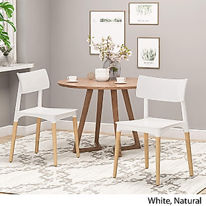 Christopher Knight Home Isabel Modern Dining Chair with Beech Wood Legs (Set of 2), White and Natural