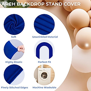Babenest 7.2Ft Spandex Open Arch Backdrop Cover, Fitted Double-Sided U-Shaped Wedding Arch Cover, Round Top Chiara Stand Cover for Ceremony Baby Shower Birthday Party Decoration (Royal Blue)