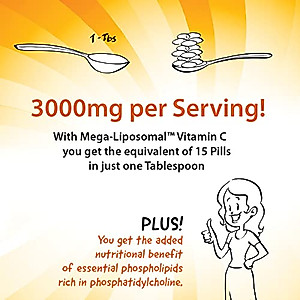Aurora Nutrascience, Mega- Liposomal Vitamin C, 3,000 mg per Serving, Gluten Free, Non-GMO, Sugar Free, High Absorption, Fat Soluble Vitamin C, Immune System Support, 16 oz (480 mL)