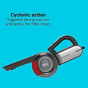 BLACK+DECKER Pivot Vac 12V DC Car Handheld Vacuum, Black (​​BDH1200PVAV)