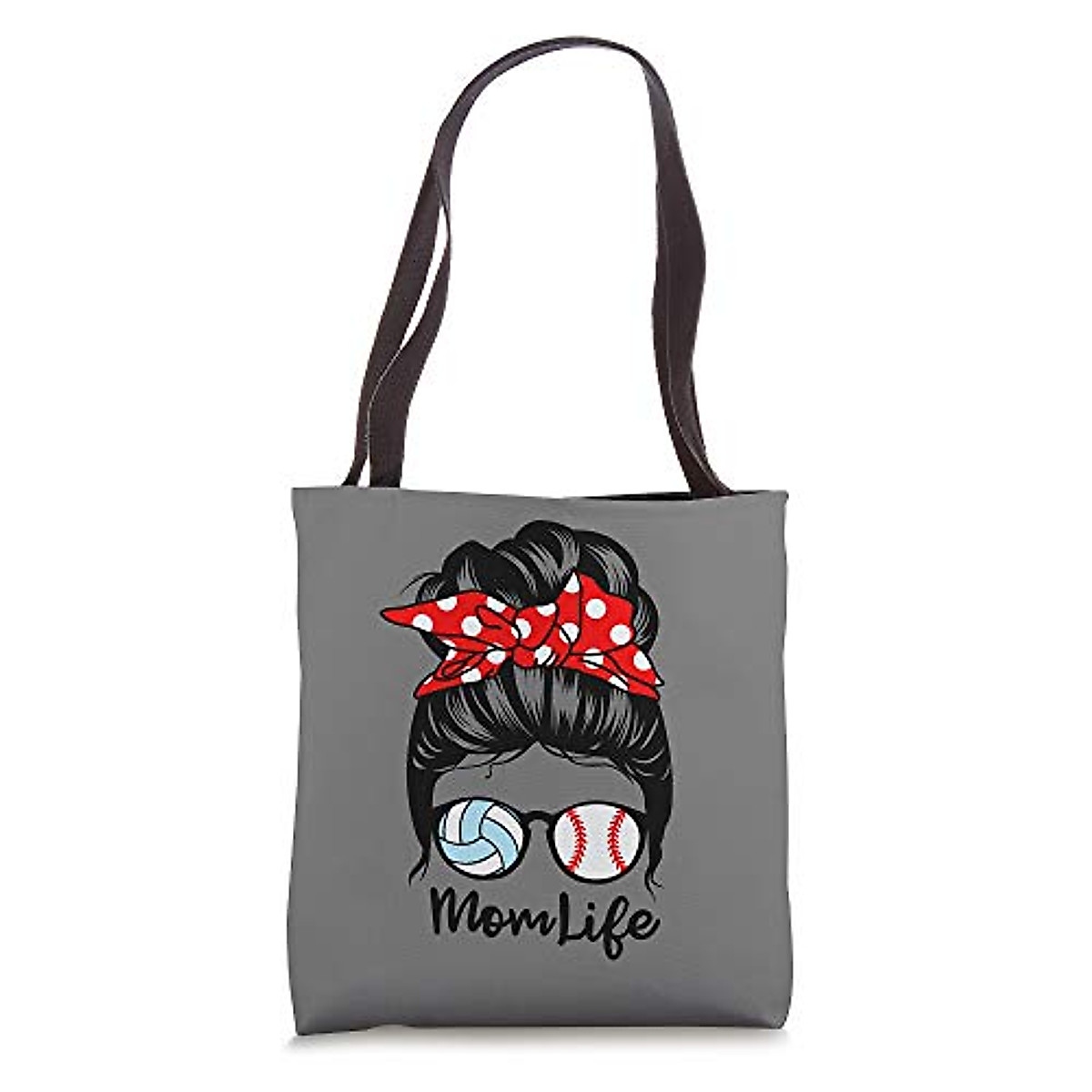 Mom Life Messy Bun Hair Funny Baseball Volleyball Mom Tote Bag