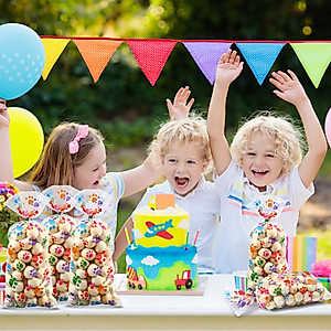 Blulu 100 Pieces Pet Paw Print Cone Cellophane Bags Heat Sealable Candy Bags Dog Paw Gift Bags Cat Treat Bags with 100 Pieces Silver Twist Ties for Pet Treat Party Favor (Colorful)