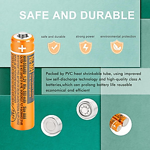 CIEEDE HHR-55AAABU NI-MH AAA Rechargeable Battery for Panasonic 1.2V 550mah 8Pack NiMH AAA Batteries for Panasonic Cordless Phones, Electronics, Remote Controls