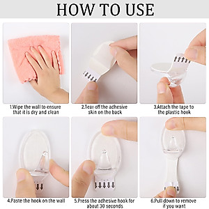 12 Pieces Clear Medium Hooks Medium Designer Hooks Clear Self Adhesive Hooks Indoor Strips 12 Utility Wall Hooks with 15 Pieces Self-Adhesive Tapes, Hooks Heavy Duty for Home Kitchen Bathroom Wall