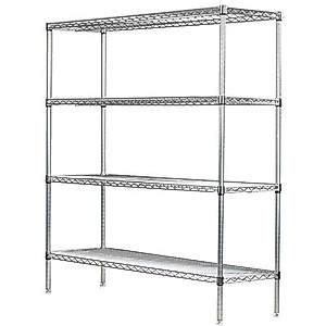 Omega 18" Deep x 30" Wide x 74" High 4 Tier Chrome Starter Shelving Unit
