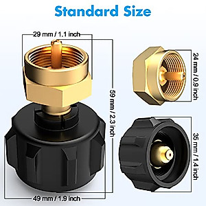 Gogoonike Propane Refill Adapter for 1 lb. Tanks, Propane Adapter Fill 1lb from 20lb, LP Gas Cylinder Tank Coupler Fits QCC1 / Type1 Propane Tank and 1 lb Throwaway Disposable Cylinder (Black)