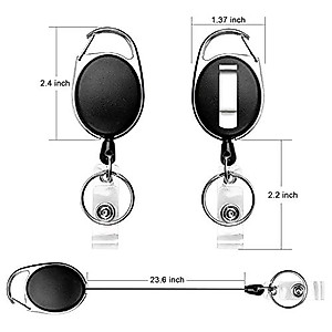 Teskyer 5 Pack Badge Holders, Retractable Badge Reel with Carabiner Belt Clip and Key Ring for ID Card Name Holder and Keychain