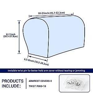 subrtex Stretch Armrest Covers Spandex Arm Covers for Chairs Couch Sofa Armchair Slipcovers for Recliner Sofa with Twist Pins 2pcs (Navy)