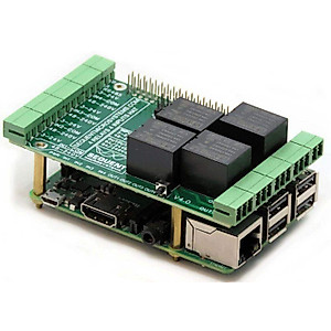 Sequent Microsystems Four Relays Four HV Inputs 8-Layer Stackable HAT for Raspberry Pi +5V