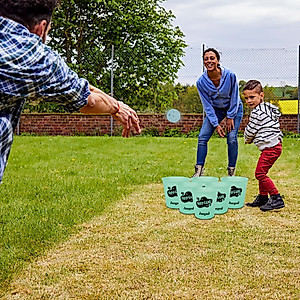 Juegoal Outdoor Toss Game Glow in Dark with Noctilucent 12 Buckets & 6 Balls, Throwing Game for Beach, Camping, Lawn and Backyard