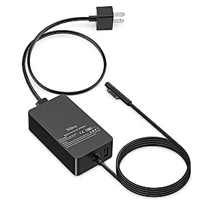 Slive Updated Version Surface Pro Charger, 44W 15V 2.58A, Compatible for Microsoft Surface Pro 3, Pro 4, Pro 5, Pro 6, Pro 7 Surface Laptop 1/2, Surface Book & Surface Go, with 5V 1A USB Charging Port
