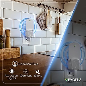 VEYOFLY, Flying Insect Trap, Insect Catcher, Indoor Fly Trap, Safer Home, Fruit Fly Traps for Indoors, gnat Killer Indoor, Bug Killer, Insect Killer (Pack of 2 - White)