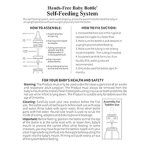 Hands-Free Baby Bottle - Anti-Colic Self Feeding Baby Bottle System 4 oz (2 Pack - Elephant)