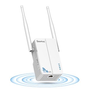 5G WiFi 6 Extender with Ethernet Port, AX1800 Dual Band Gigabit WiFi Internet Booster up to 1800mbps Works with Any Routers, Covers 3000 Sq.ft&40 Devices, AP Mode