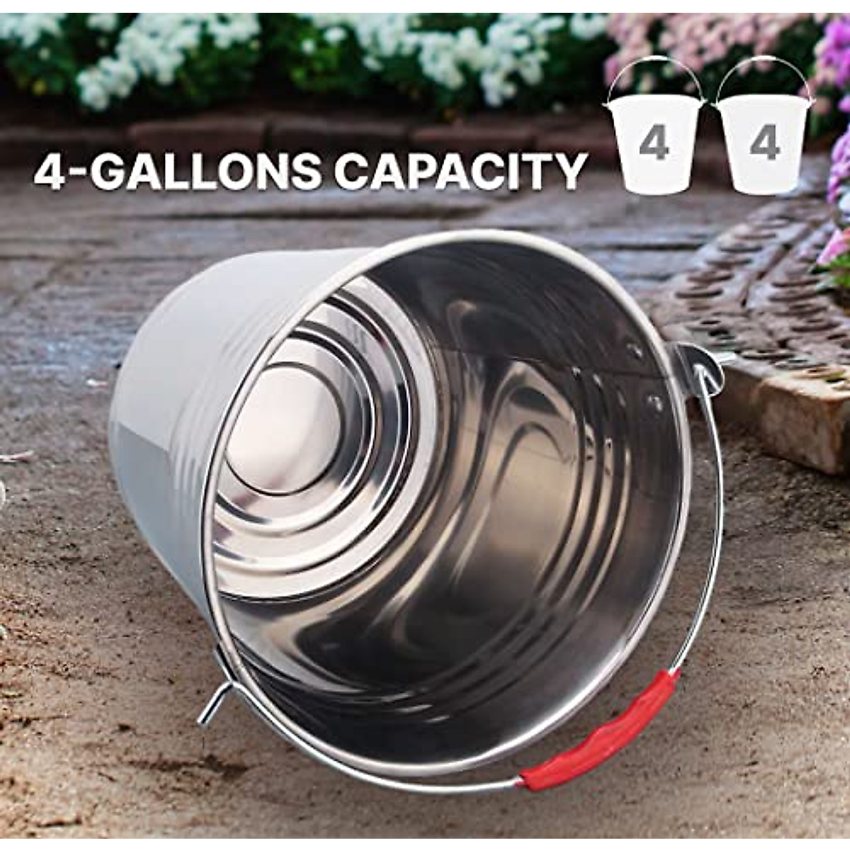 Skywin Metal Can with Lid - Durable 4 Gallon Metal Bucket with Lid for Heavy Loads - Environment-Friendly Metal Trash Can with Lid Outdoor, Safe Alternative to Plastic (2)