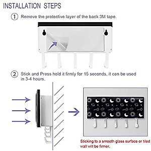 Space Background Mail Holder Organizer and Key Hooks PU Front, Self Adhesive Key Rack with 5 Hooks Perfect for Entryway, Hallway，Bathroom ，Kitchen
