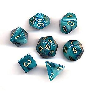 Chessex CHX27489 Dice-Phantom Teal/Gold Set