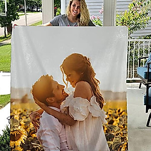 Custom Blanket with Photo Text Personalized Throw Blanket Made in USA Blanket Customized Picture for Baby Mother Father Adult Friends Lovers Dog Pets Personalized Gift Birthday (sty1)