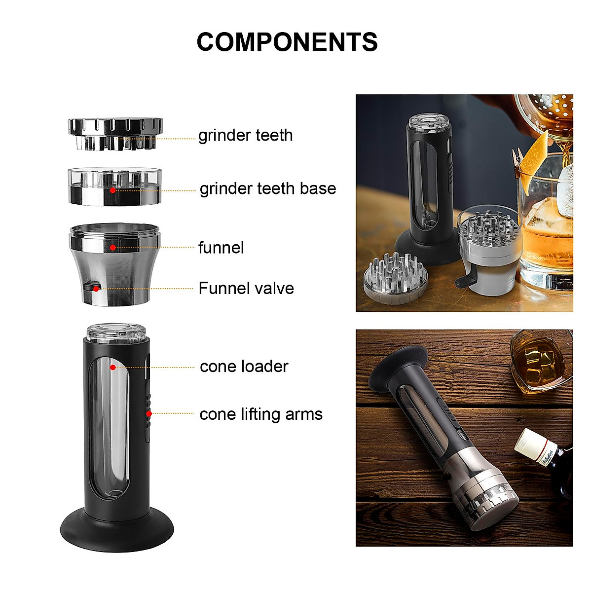 Free Boy 2-In-1 Herb Grinder Cone Loader Grinder Roller,Portable Grinder and Cone Filler,All-In-One Rolling Machine for King Size