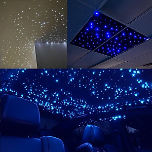 AKEPO 32W RGBW APP+Twinkle+Music Control Fiber Optic Lights Kit Star Ceiling Sky Light, 400pcs of Mixed Φ (0.75+1+1.5+2mm) 13.1ft/4m Optical Fiber Cable and Crystals for Car & Media Movie Room Decor
