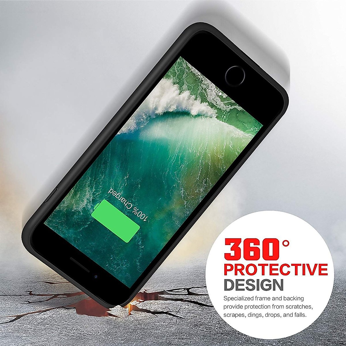 Battery Case for iPhone 6 Plus / 7 Plus / 8 Plus, 8500mAh Portable Battery Pack Rechargeable Protective Smart Battery Case for iPhone 6 Plus / 7 Plus / 8 Plus External 5.5 inch Charging Case - Black
