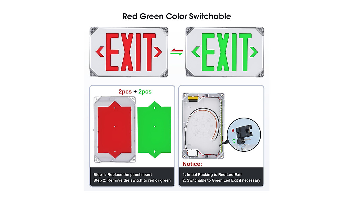 SiTiSFi LED Exit Sign: Waterproof, Battery Backup, Switchable